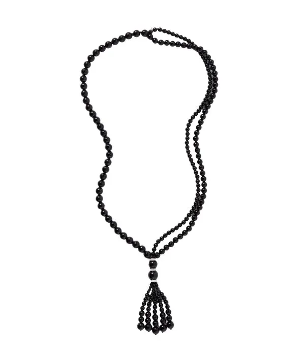 Le Sundial Venice Opera Tasseled Onyx And Silver Necklace - Black
