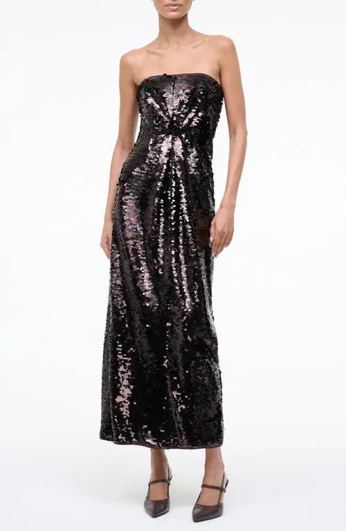 Staud Cece Sequin Strapless Maxi Dress
