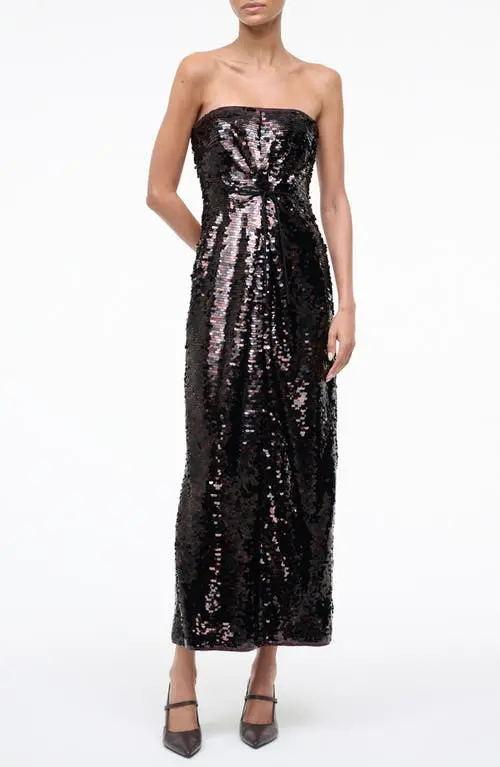 Staud Cece Sequin Strapless Maxi Dress