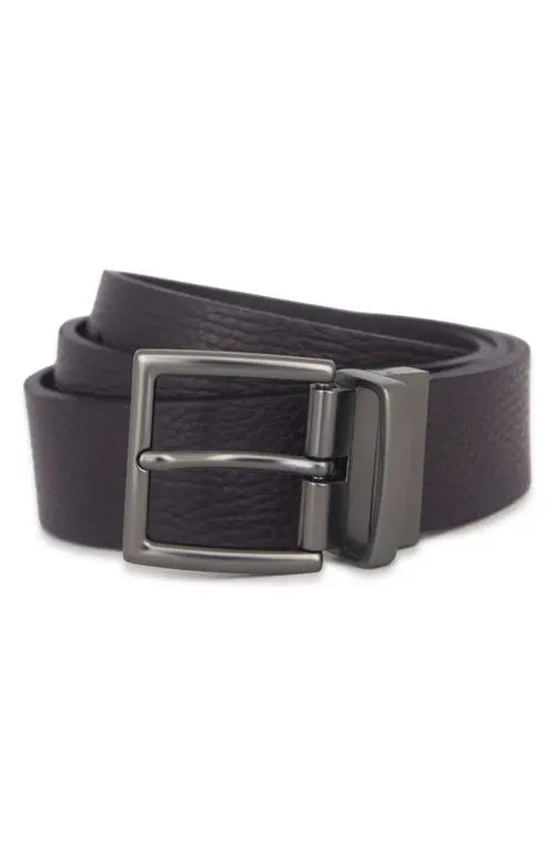 Vince Pebbled Leather Belt - Cacao Brown/matte Gunmetal