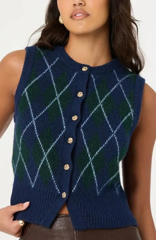 Astr The Label Abbie Argyle Sweater Vest