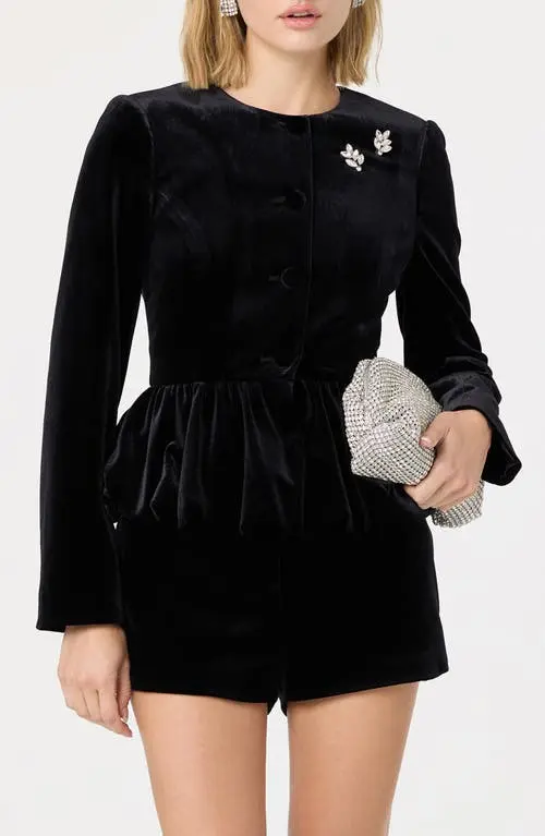 Astr The Label Nicolle Velvet Peplum Jacket
