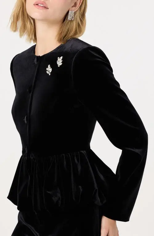 Astr The Label Nicolle Velvet Peplum Jacket