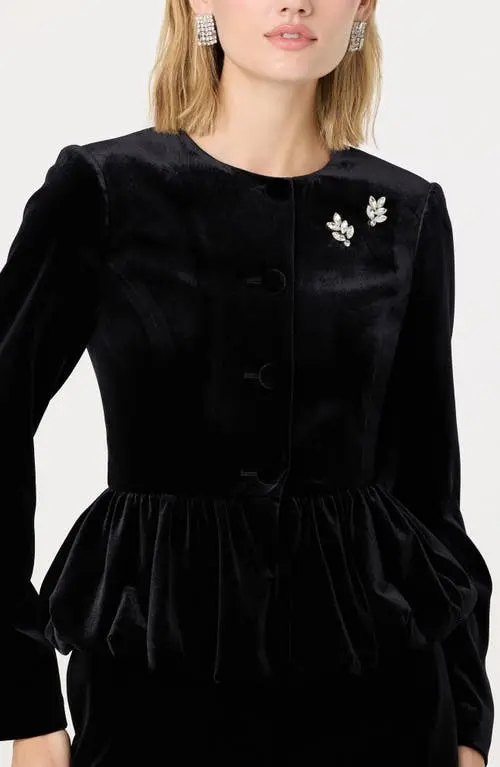 Astr The Label Nicolle Velvet Peplum Jacket