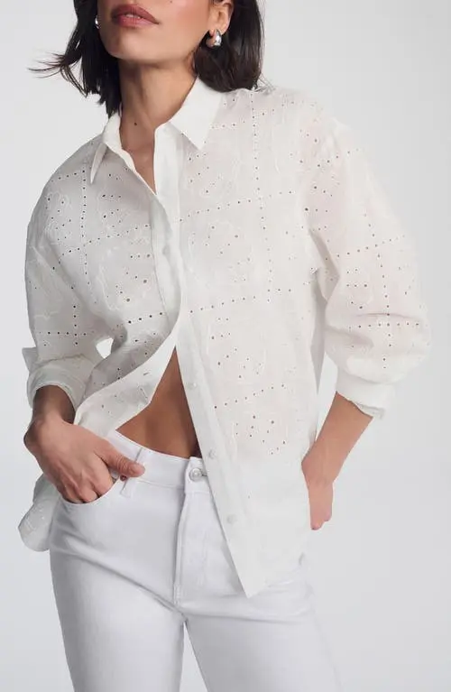 MAVI Cotton Button-up Shirt With Scallop Eyelet Embroidery - White