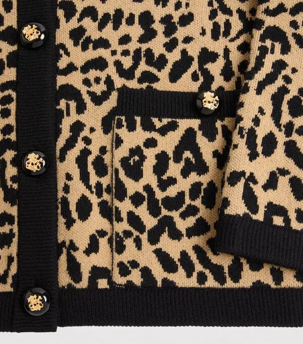 Valentino Garavani Wool Leopard Print Cardigan