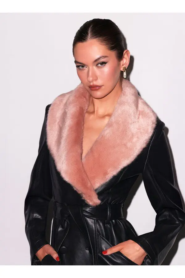 FLEUR DU MAL Vegan Leather & Faux Fur Coat