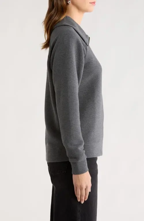 Caslon Ottoman Half Zip Pullover - Grey Dark Charcoal Heather