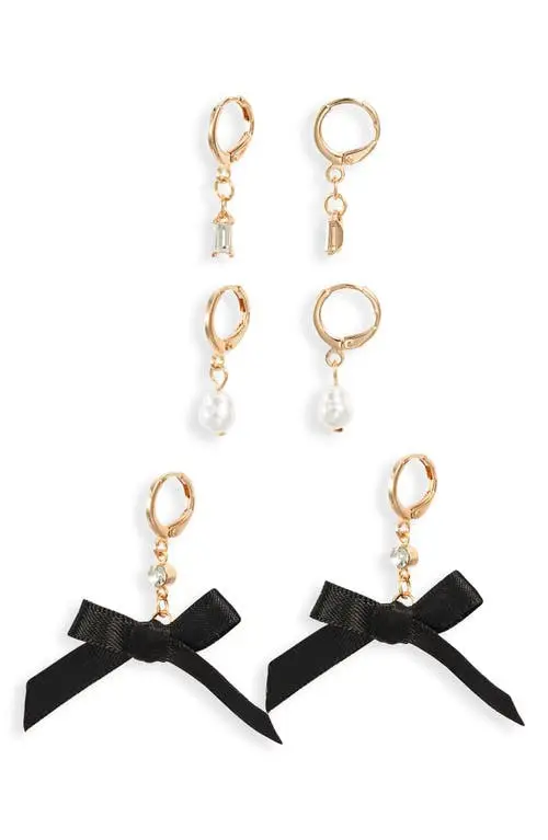 Bp. Set Of 3 Drop Earrings - Goldvory- Black