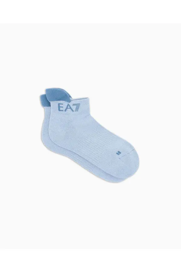 EA7 Cotton-blend Ankle Socks - Blue