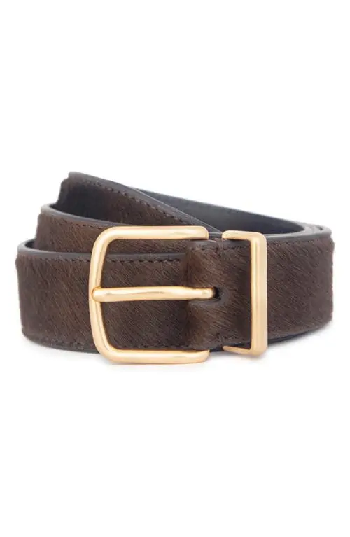 Vince Calf Hair Belt - Cacao Brown