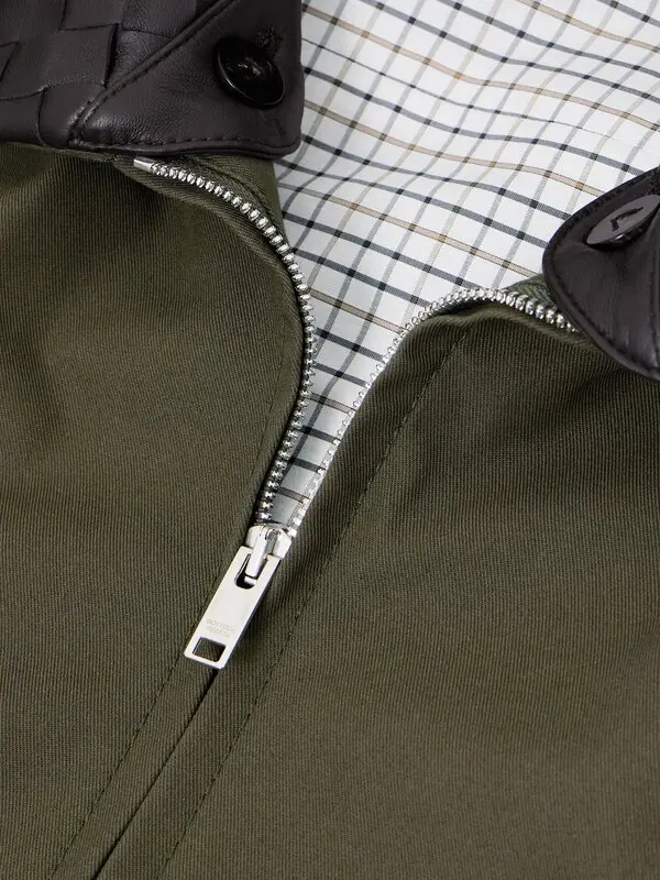 Bottega Veneta Intrecciato Leather-trimmed Cotton-twill Jacket