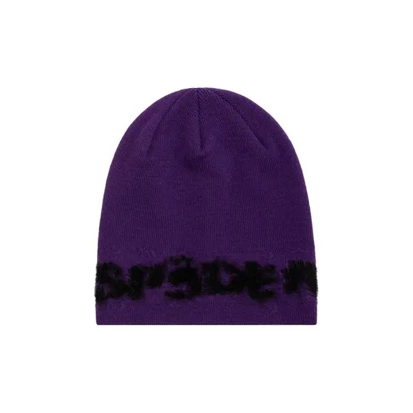 SP5DER Fuzzy Logo Mohair Beanie - Purple