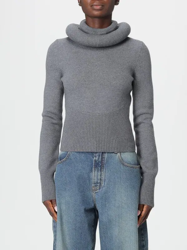 Alaïa Ribbed Knit Turtleneck Sweater - Grey