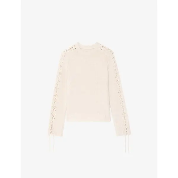 Zadig&Voltaire Lace-sleeve Wool And Cashmere-blend Jumper - Ecru