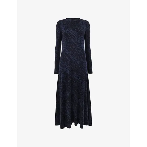 Whistles Abstract-pattern Stretch-mesh Midi Dress