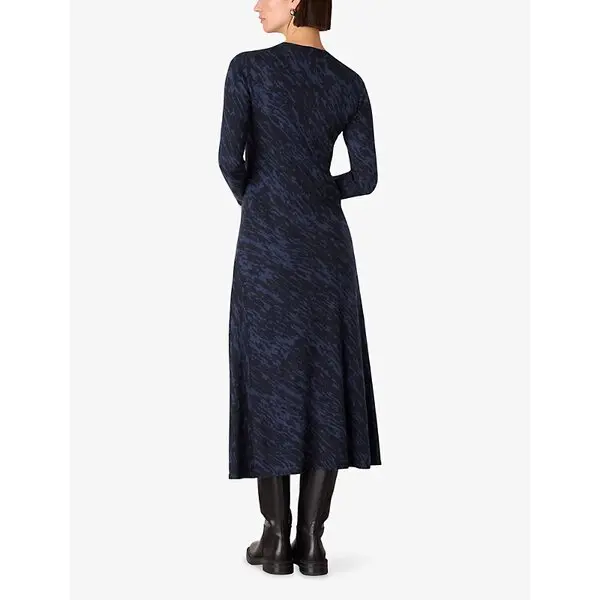 Whistles Abstract-pattern Stretch-mesh Midi Dress