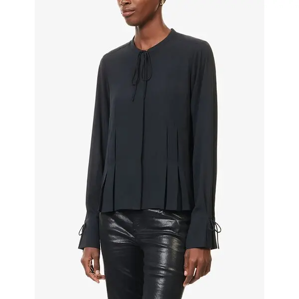 Rag & Bone Arden Pleated Woven Blouse - Black