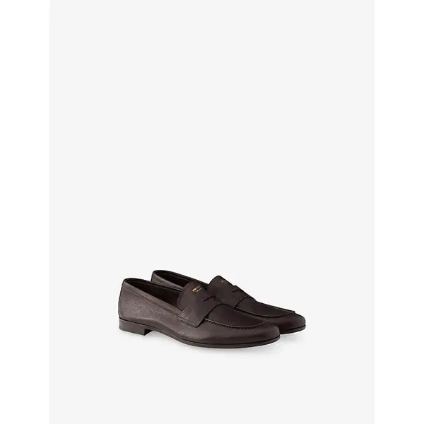 Prada Penny-tab Leather Loafers - Brown
