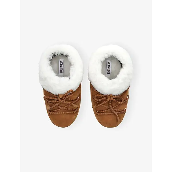 Moon Boot Evx Suede And Shearling Mules - Brown/oth