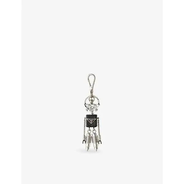 Prada Robot Saffiano Leather Keychain Charm - Gold/silver