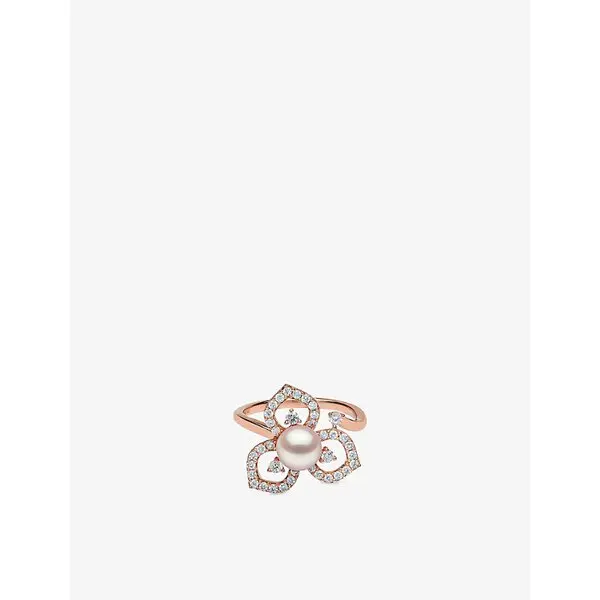 Yoko London Petal Akoya-pearl And Diamond Ring - 18 Ct Rose Gold