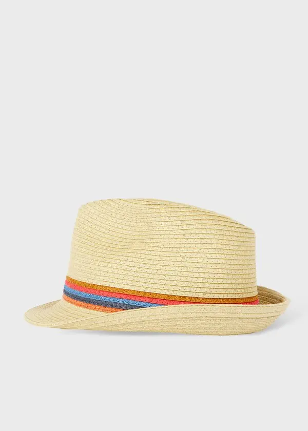 Paul Smith Artist Stripe Trim Trilby Hat - Brown