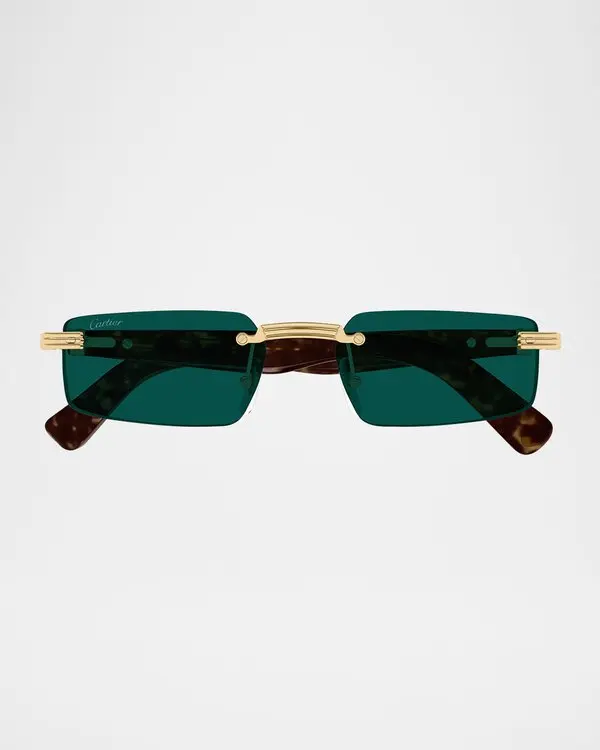 CARTIER Metal Rectangle Sunglasses - Smooth Golden Finish