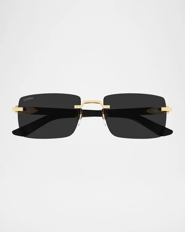 CARTIER Rimless Rectangle Sunglasses - Gold