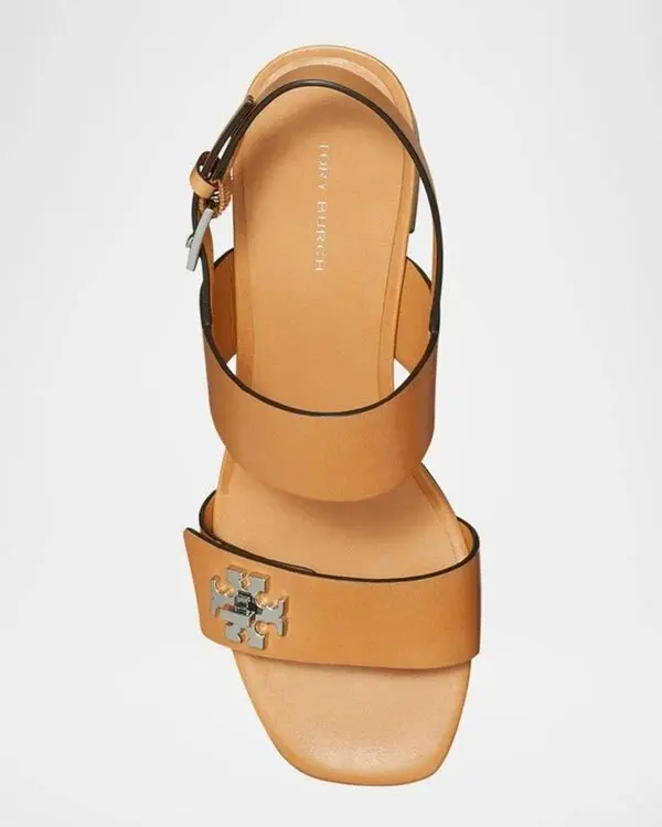 Tory Burch T-lock Leather Block-heel Sandals - Camello