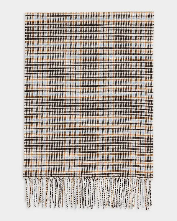 PIACENZA CASHMERE 1733 Castle Houndstooth Plaid Wool Scarf - Blu Orng