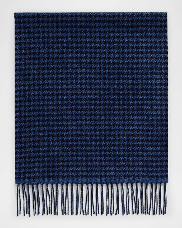 PIACENZA CASHMERE 1733 Silk And Cashmere Twist Houndstooth Scarf - Indigo