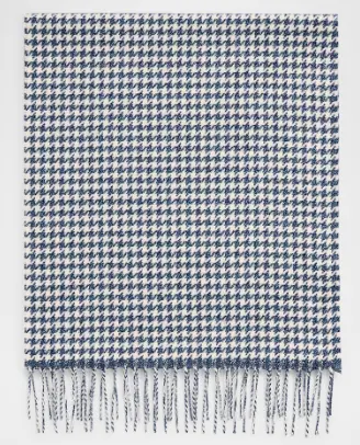 PIACENZA CASHMERE 1733 Silk And Cashmere Twist Houndstooth Scarf - 28 Denim White