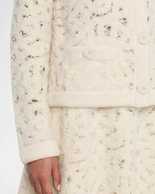 Lafayette 148 New York Lofty Boucle Embroidered Cardigan - Cloud