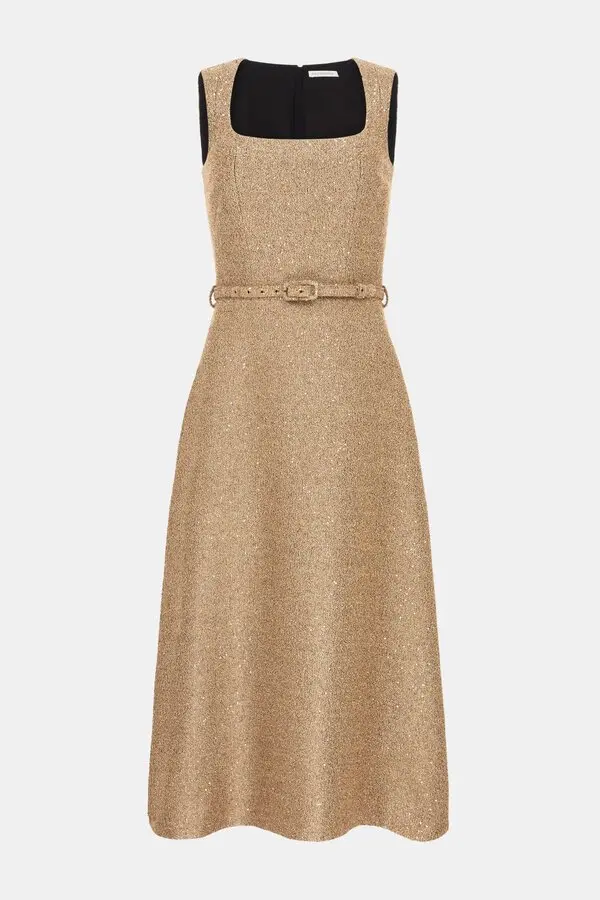 EMILIA WICKSTEAD Sequined Tweed Midi Dress