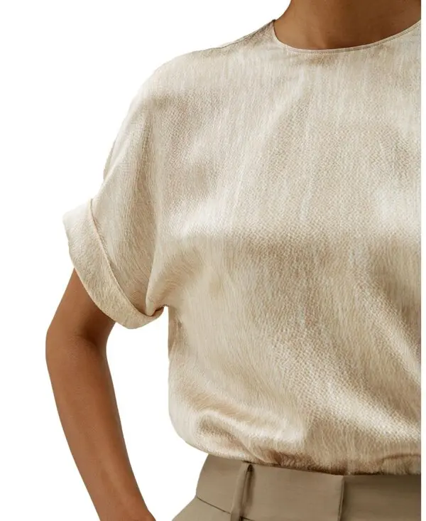 Lilysilk Pearl Satin Silk Top - Grain