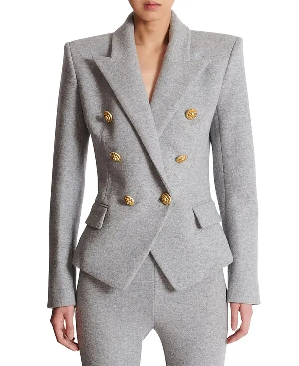 Balmain Knit 6-button Jacket - Grey