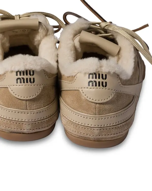Miu Miu Shearling-lined Low-top Sneakers