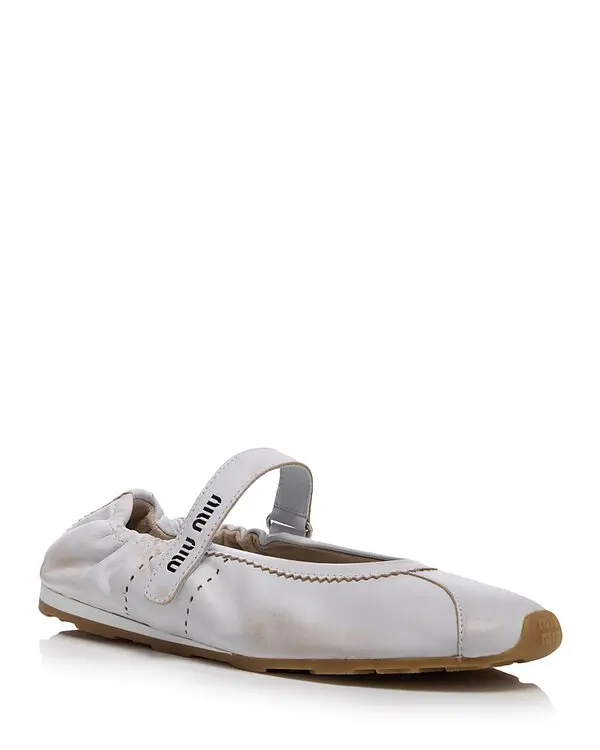 Miu Miu Mary Jane Flats - Bianco