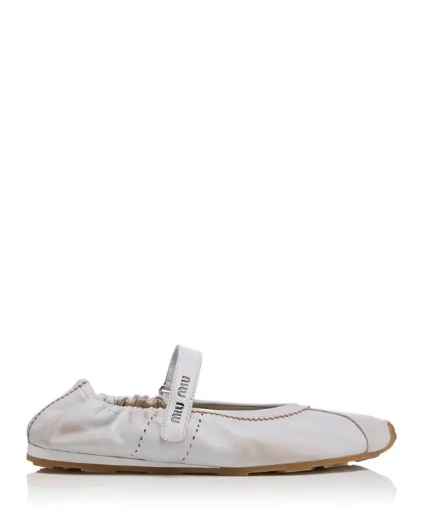 Miu Miu Mary Jane Flats - Bianco