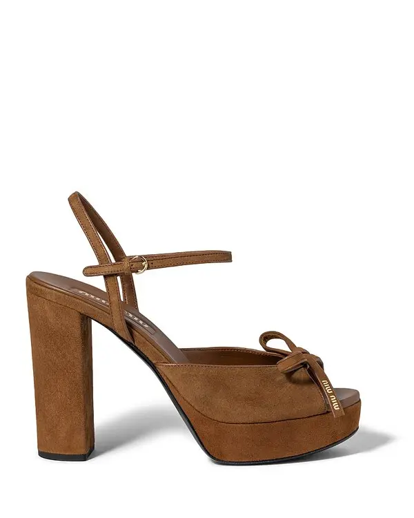 Miu Miu Ankle Strap Platform Sandals - Rovere
