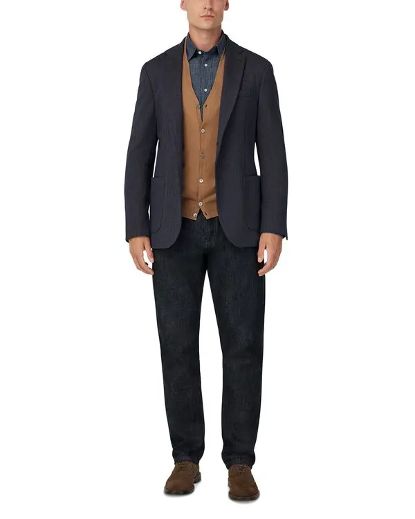 Boggi Milano Herringbone Blazer - Navy Blue