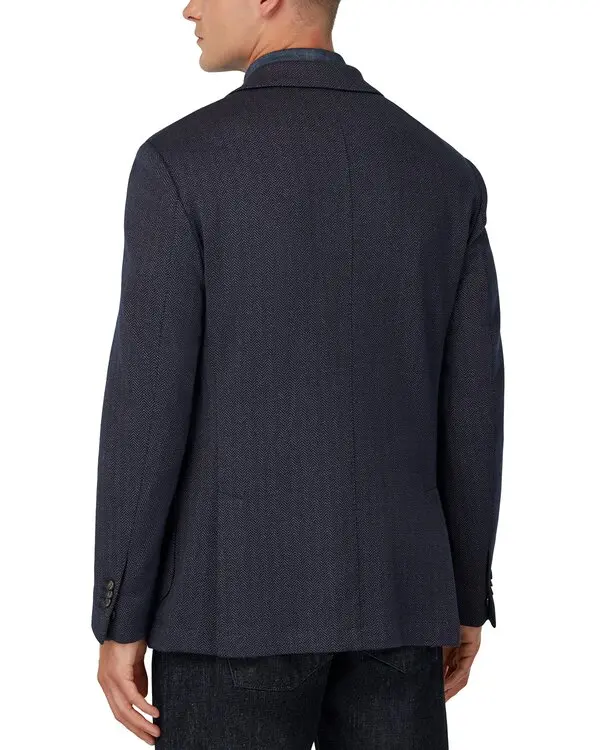 Boggi Milano Herringbone Blazer - Navy Blue