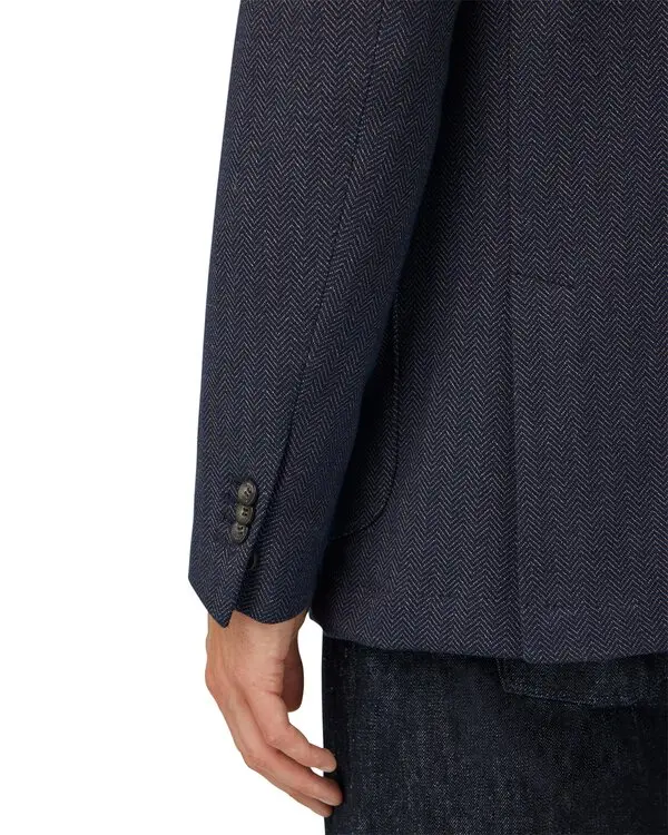 Boggi Milano Herringbone Blazer - Navy Blue