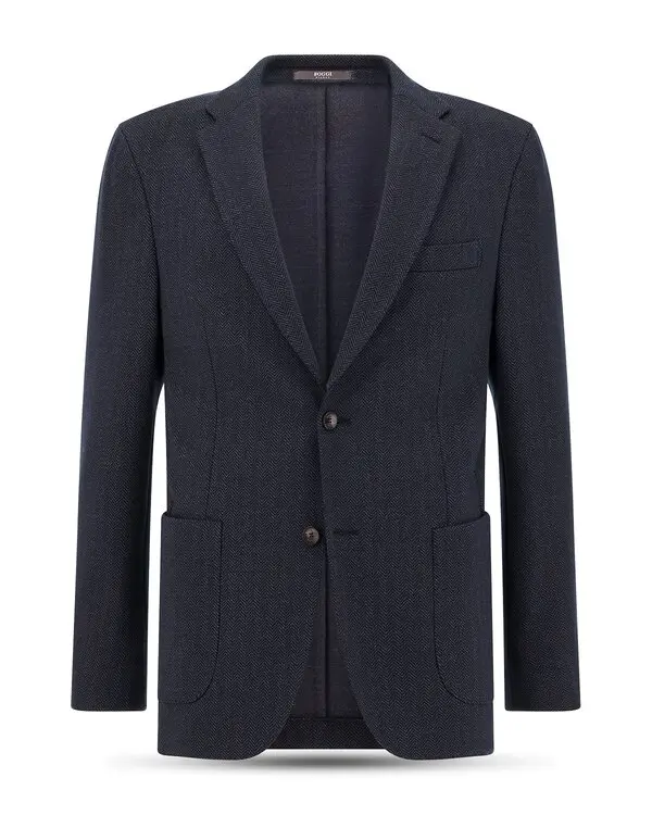 Boggi Milano Herringbone Blazer - Navy Blue