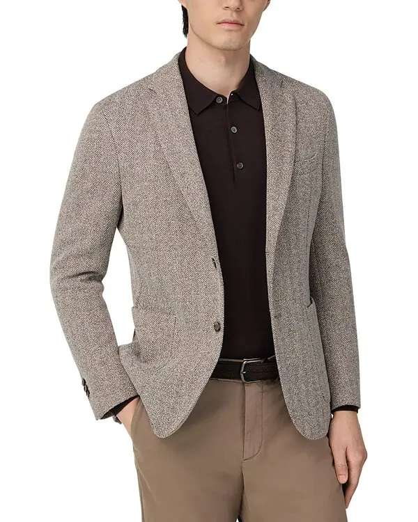 Boggi Milano Herringbone Jacket - Taupe