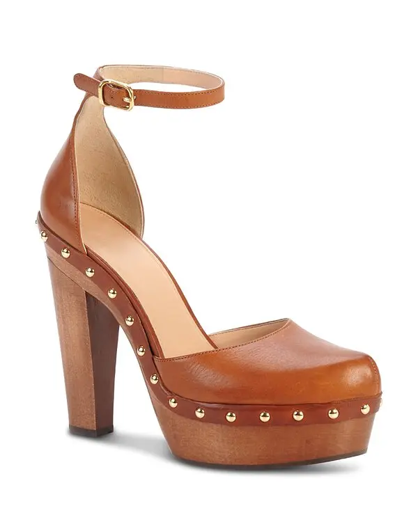 Chloé Lola Studded Leather Pumps - Ginger Brown