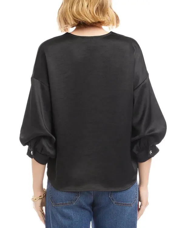 Karen Kane Lantern Sleeve Satin Shirt
