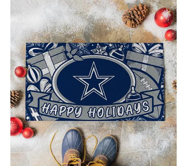EVERGREEN Nfl Team Holiday Pvc Doormat - One-color