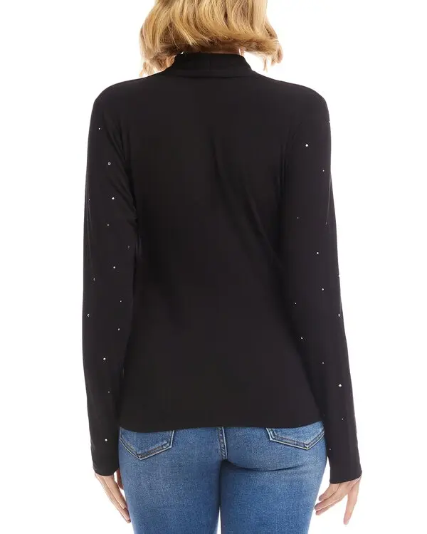 Karen Kane Embellished Drape Front Crossover Top